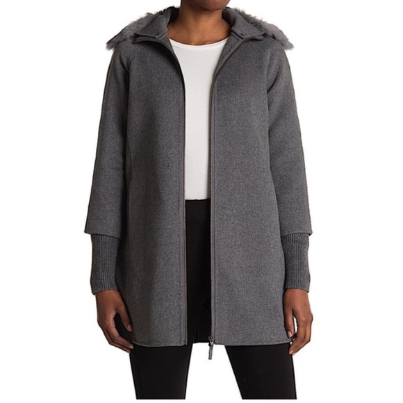 Kinross | Jackets & Coats | Kinross Grey With Tag Rabbit Fur Trim Wool ...